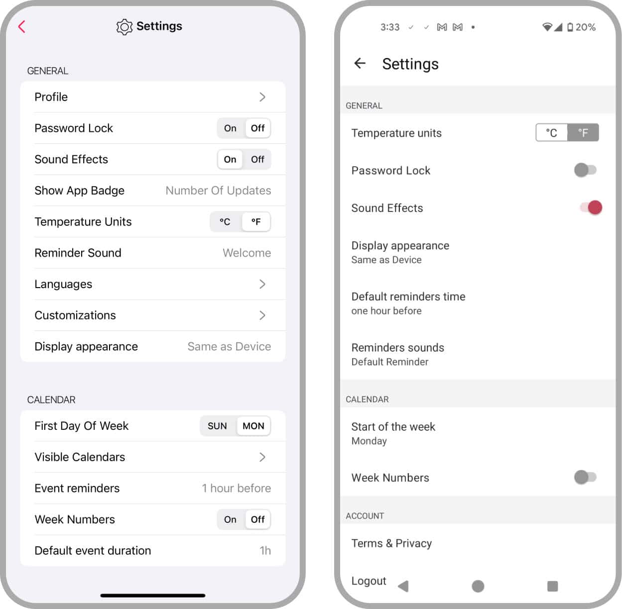 GroupCal Settings screen - the Complete Guide