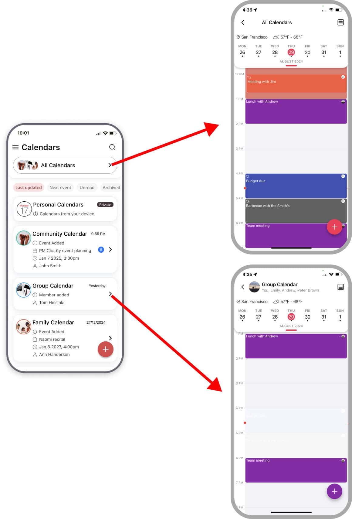 The Calendar Screen - GroupCal Mobile App